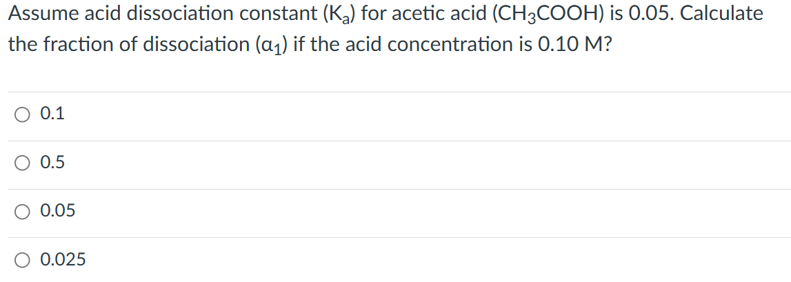 Solved Assume acid dissociation constant (Ka) for acetic | Chegg.com