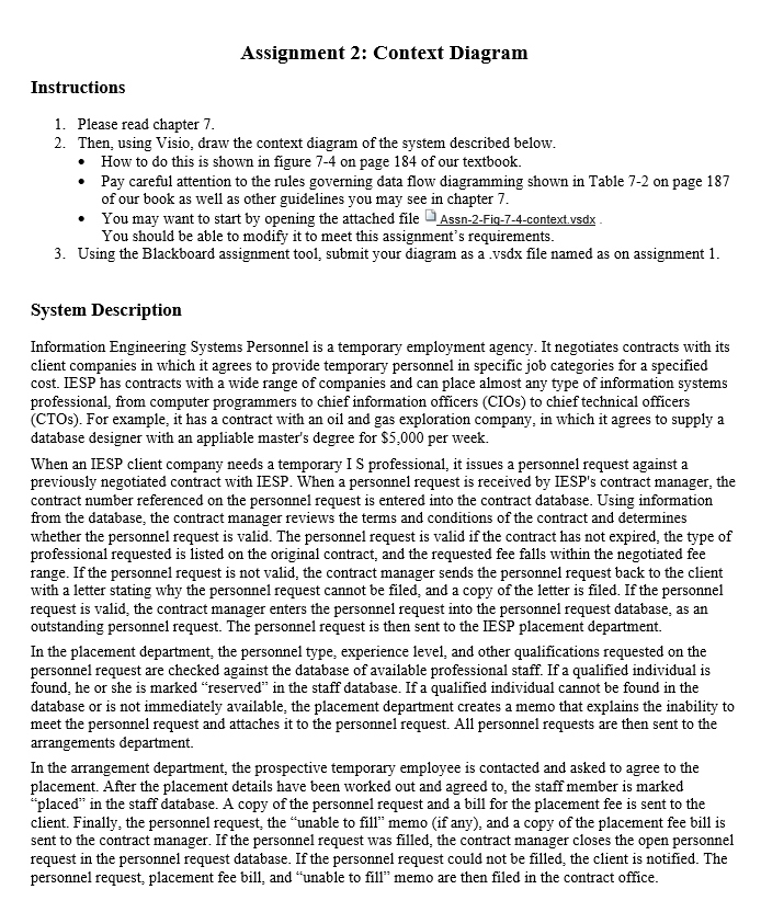 Solved Assignment 2: Context Diagram 1. Please read chapter | Chegg.com