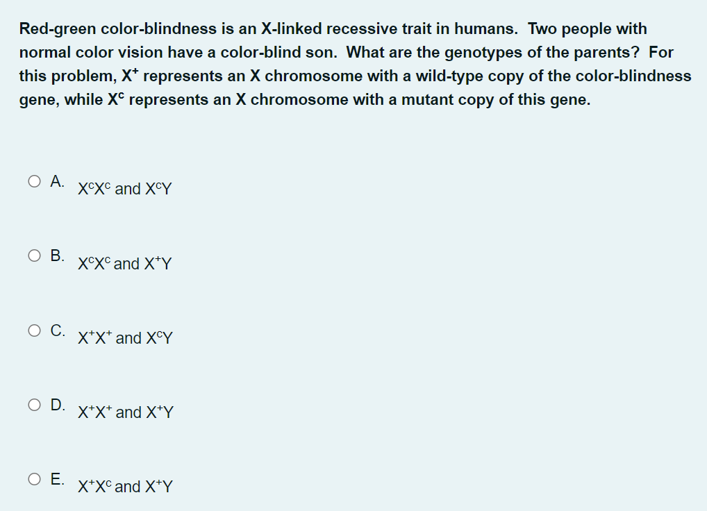 Solved Red-green color-blindness is an X-linked recessive | Chegg.com