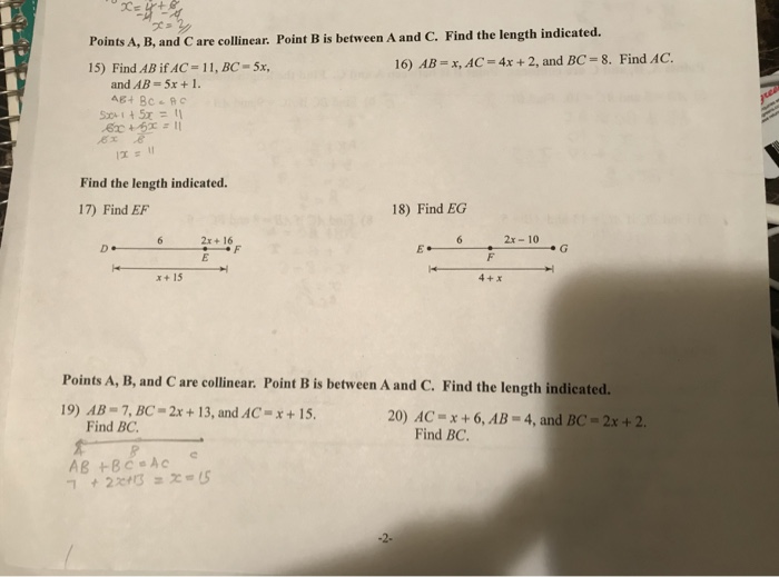 Solved 篷 Points A, B, and C are collinear. Point B is | Chegg.com