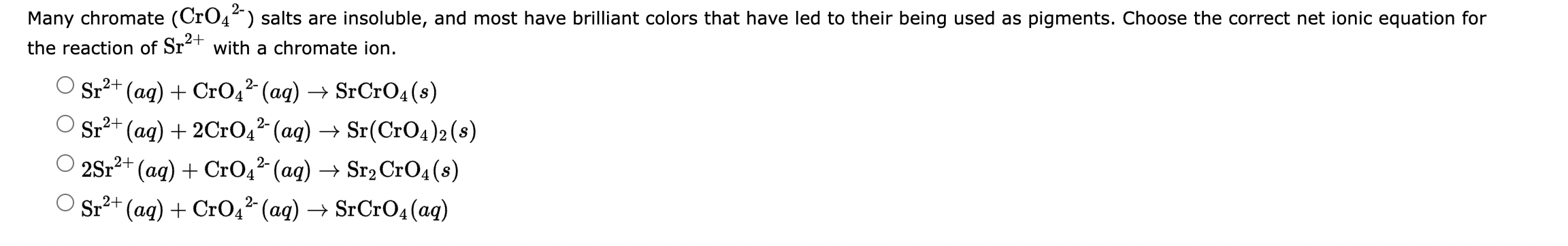 Solved Many chromate (CrO42-) salts are insoluble, and most | Chegg.com