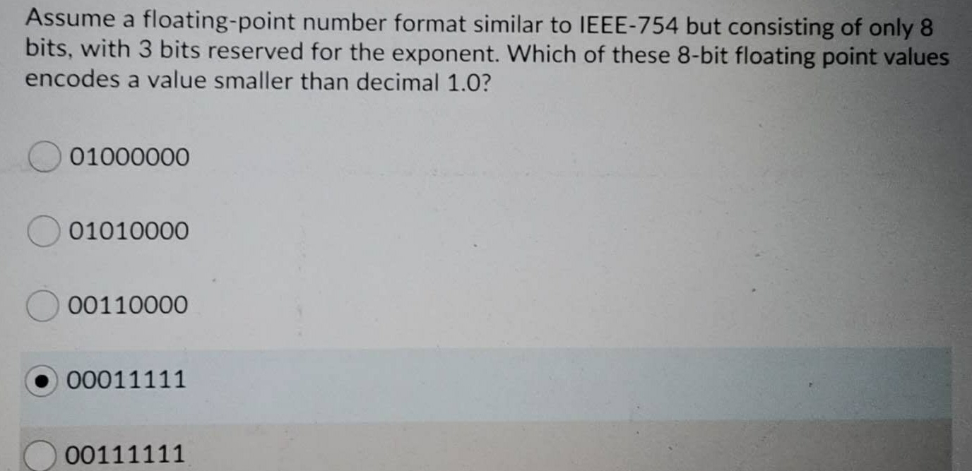 Solved Assume a floating-point number format similar to | Chegg.com