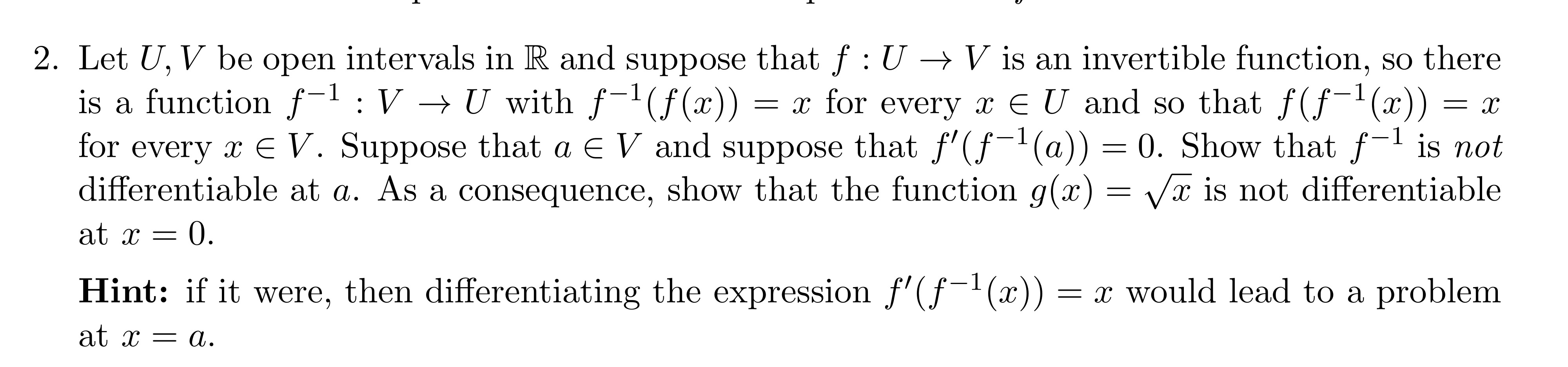 Solved by an EXPERT Let U,V be ﻿open intervals in R ﻿and suppose that | Chegg.com