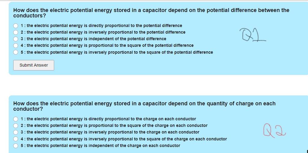 Solved How does the electric potential energy stored in a | Chegg.com