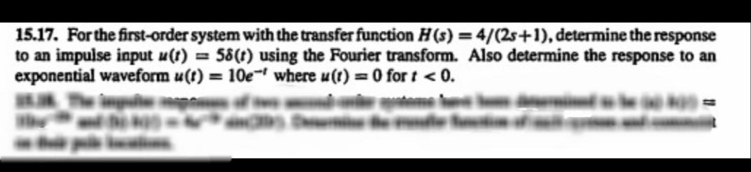 Solved 15.17. For the first-order system with the transfer | Chegg.com