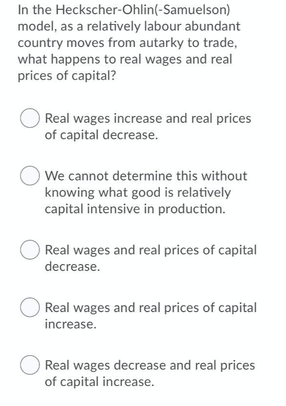 Solved In the Heckscher-Ohlin(-Samuelson) model, as a | Chegg.com