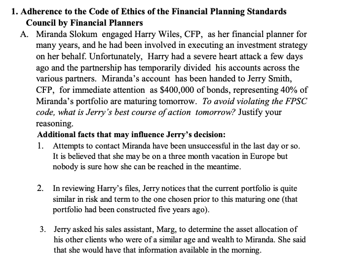 Solved Adherence to the Code of Ethics of the Financial | Chegg.com