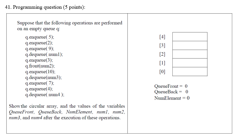 Solved 41. Programming question (5 points): [4] [3] [2] | Chegg.com
