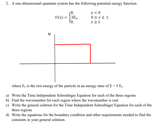 Solved 2. A one-dimensional quantum system has the following | Chegg.com