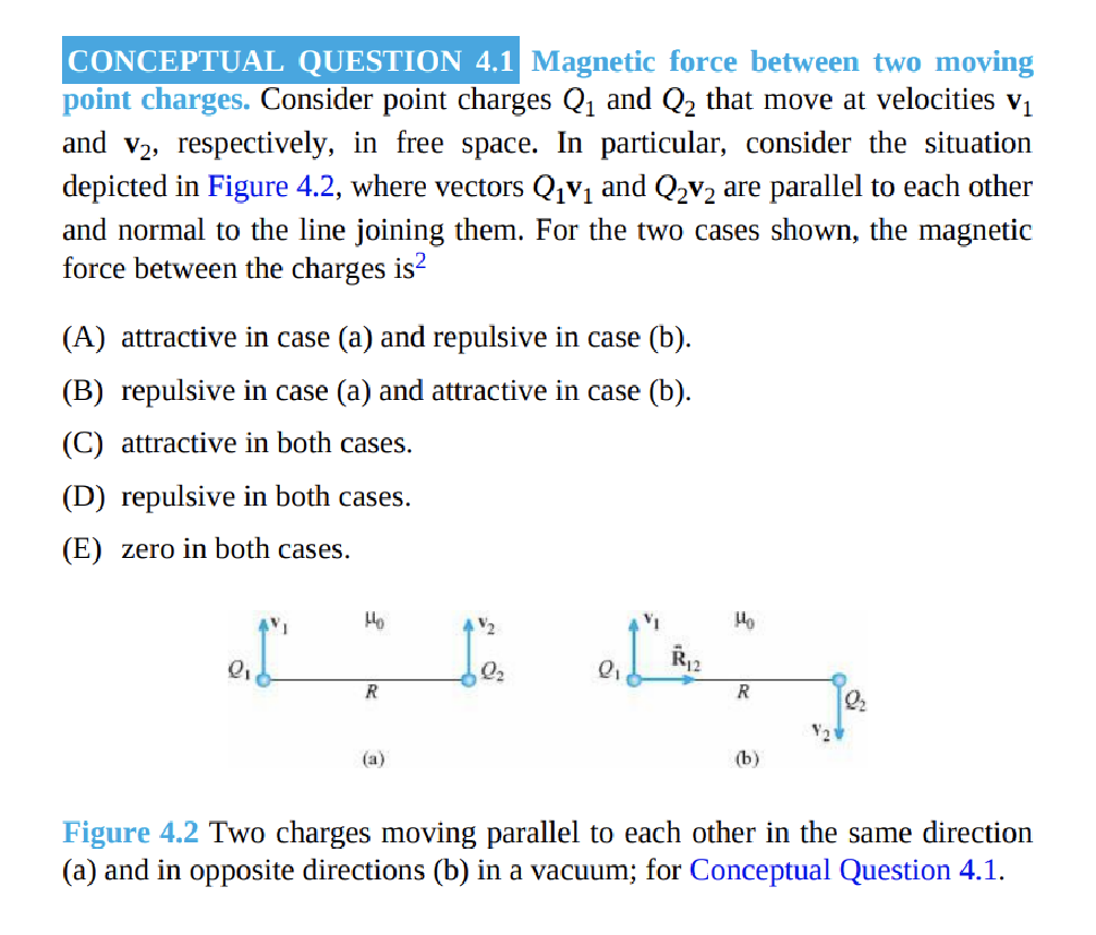 Solved CONCEPTUAL QUESTION 4.1 Magnetic force between two | Chegg.com