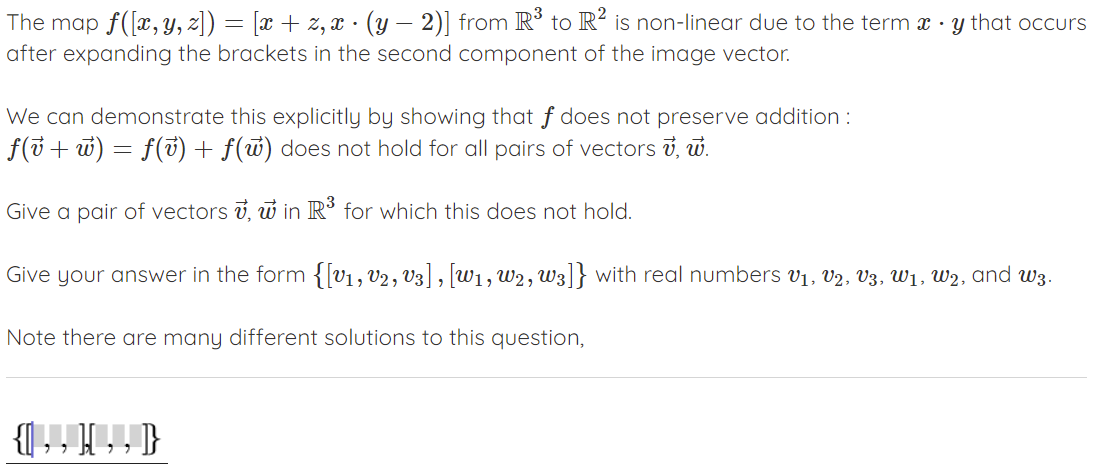Solved y, The map f([x,y,z]) = [X + 2, X • (y – 2)] from R3 | Chegg.com