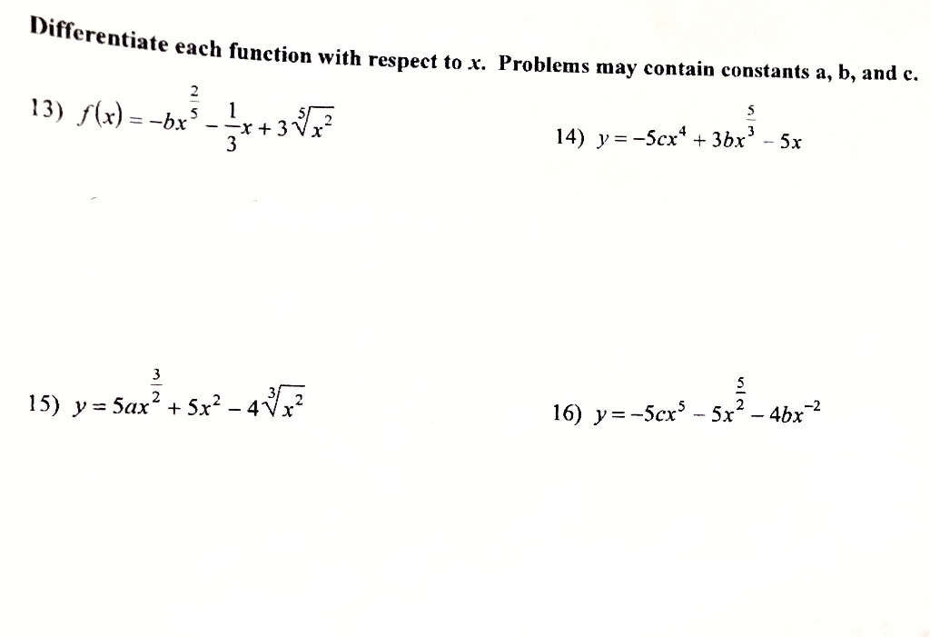 Solved Differentiate each function with respect to .x. | Chegg.com