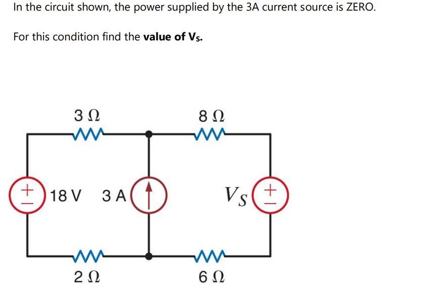 Solved In the circuit shown, the power supplied by the 3A | Chegg.com
