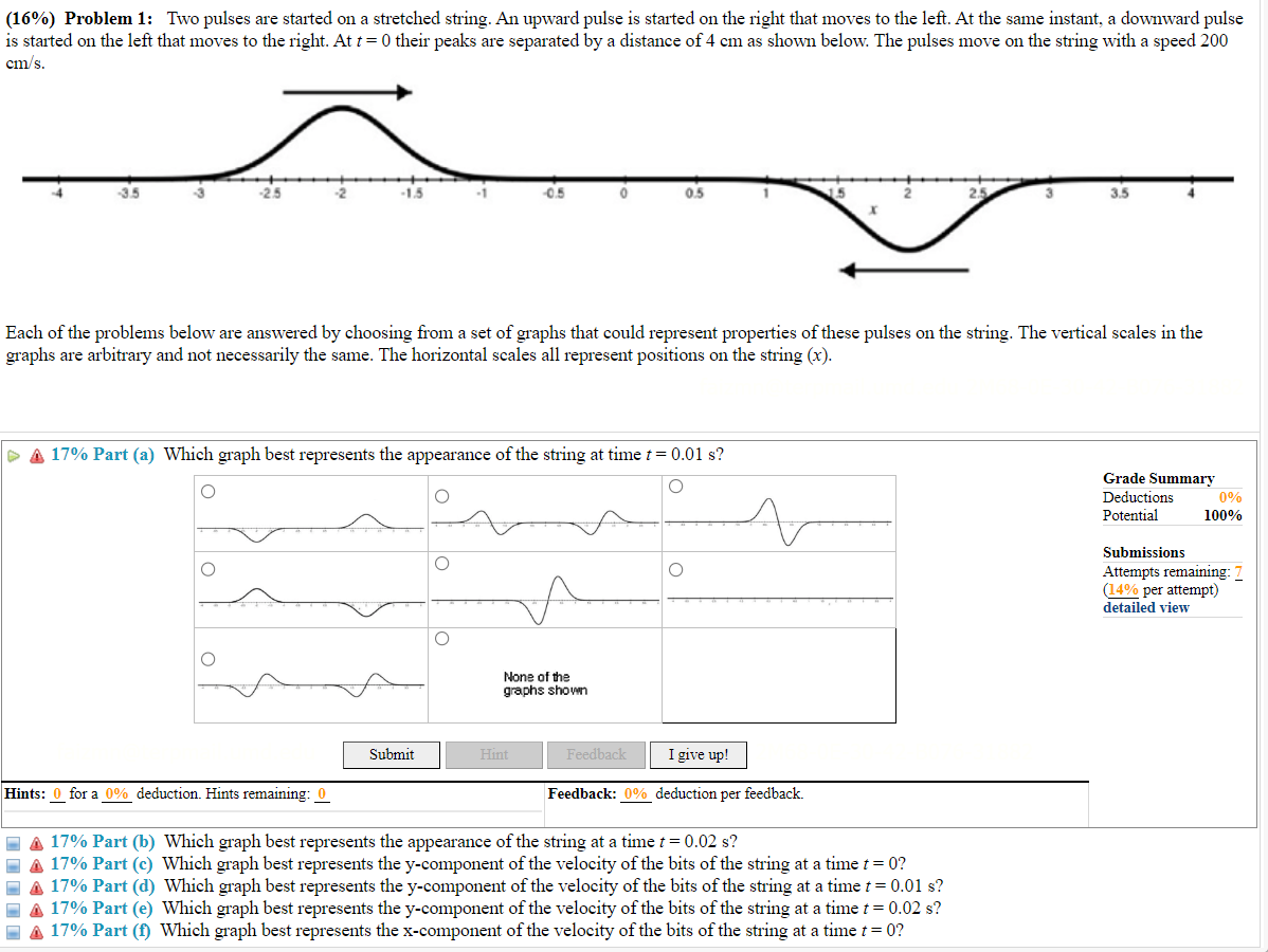 Solved (16\%) Problem 1: Two pulses are started on a | Chegg.com