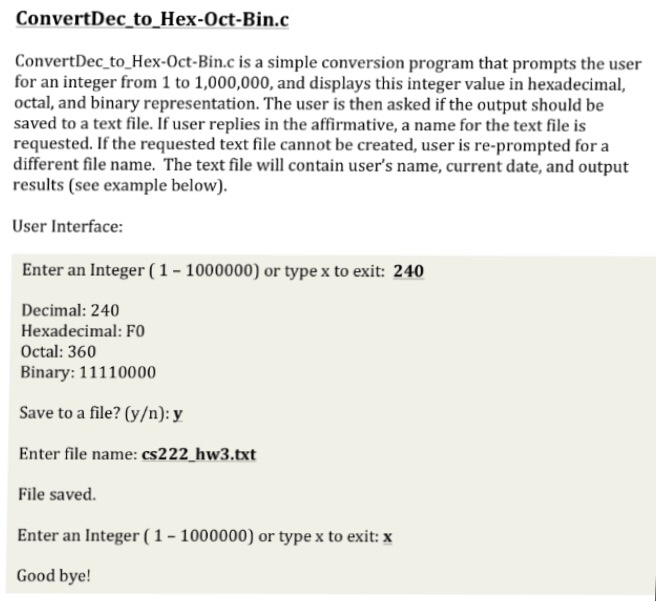 Solved ConvertDec to _Hex-Oct-Bin.c ConvertDec | Chegg.com