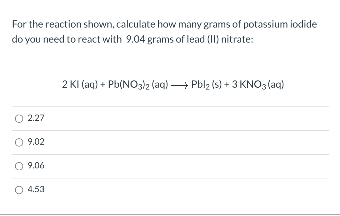 Solved For the reaction shown, calculate how many grams of | Chegg.com