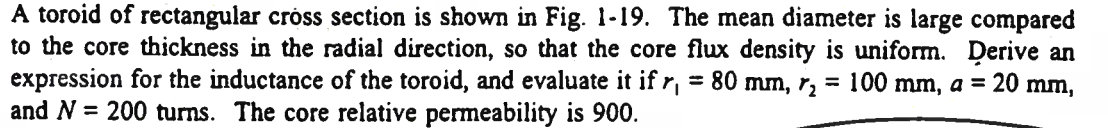 Solved A toroid of rectangular cross section is shown in | Chegg.com