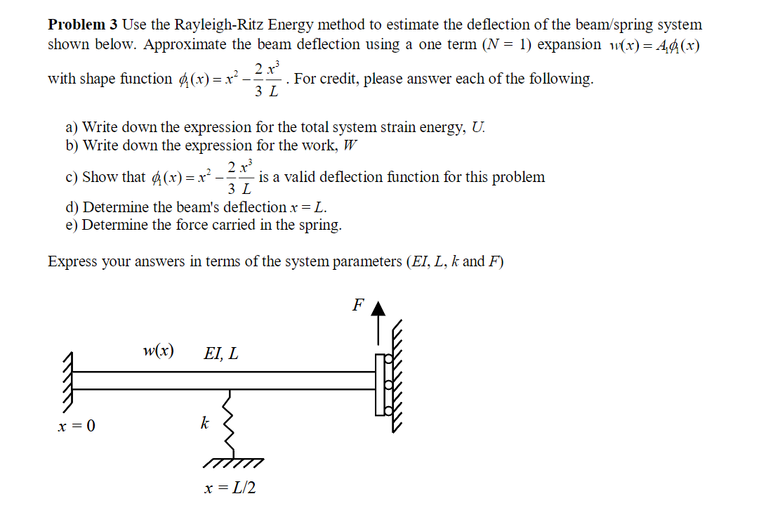 Solved Problem 3 Use the Rayleigh-Ritz Energy method to | Chegg.com