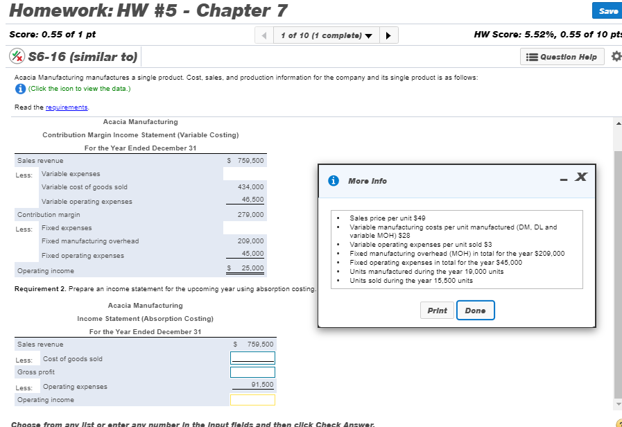 Solved Homework Hw 5 Chapter 7 Save Score 0 55 Of 1 Pt