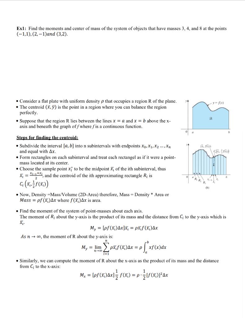 Solved PROJECT 1 (Section 6.6): Moments and Centers of Mass | Chegg.com