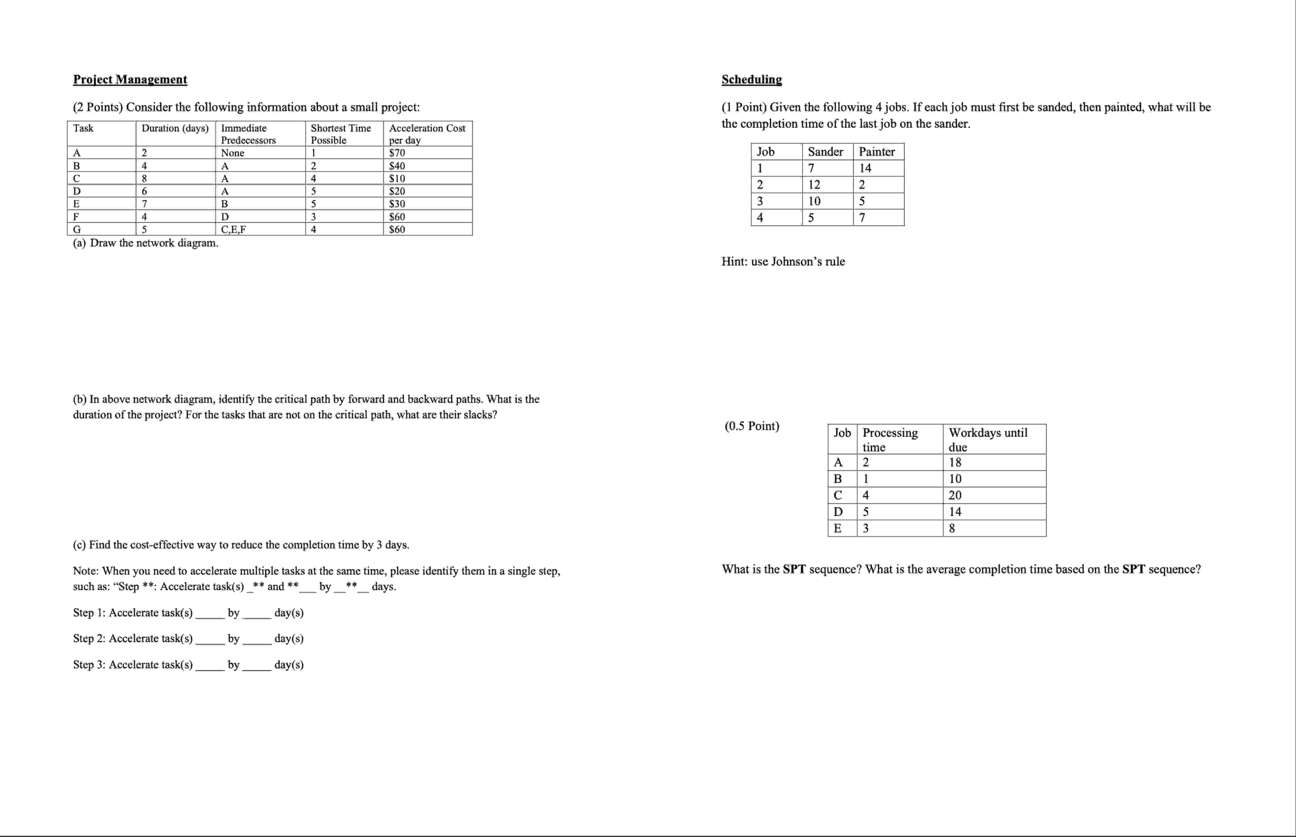 Solved Project Management(2 ﻿Points) ﻿Consider the following | Chegg.com