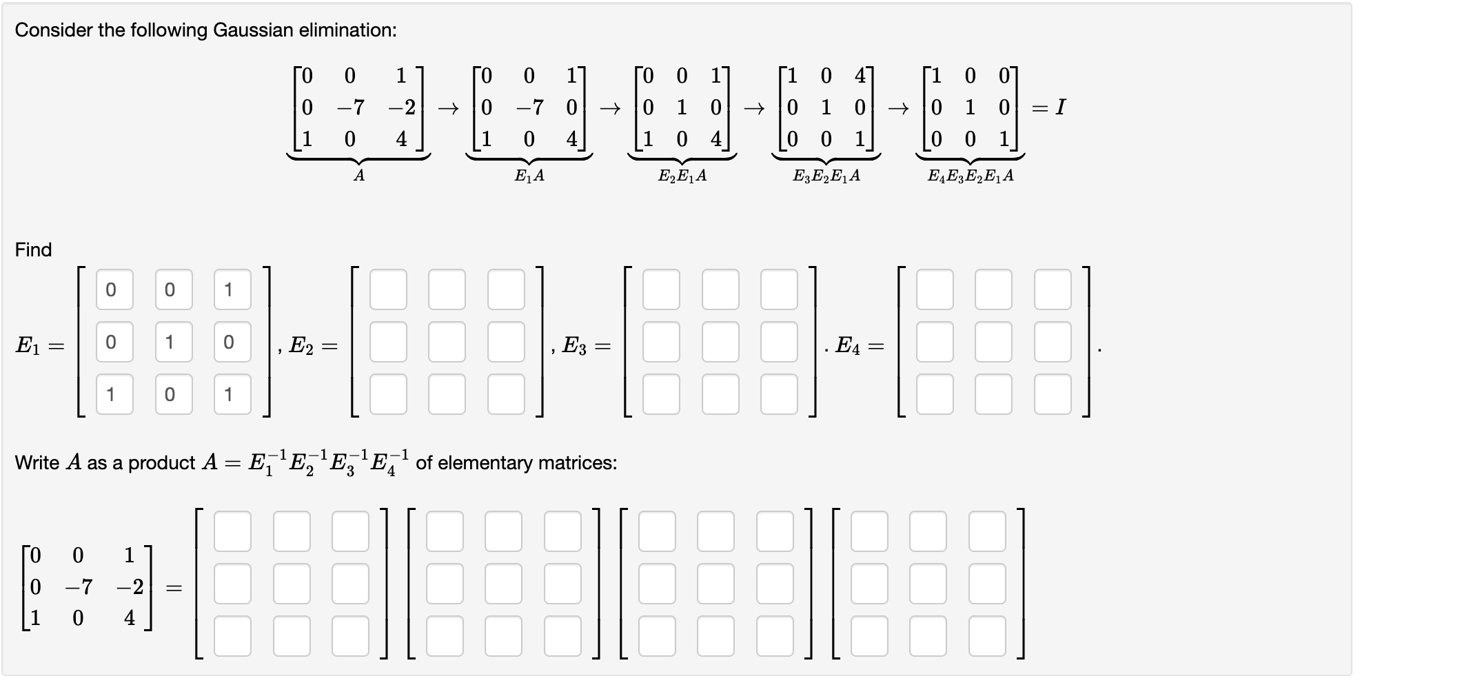 Solved Consider the following Gaussian elimination: | Chegg.com