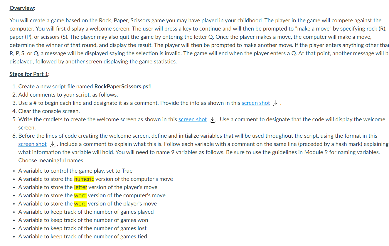 Solved Overview: You will create a game based on the Rock, | Chegg.com