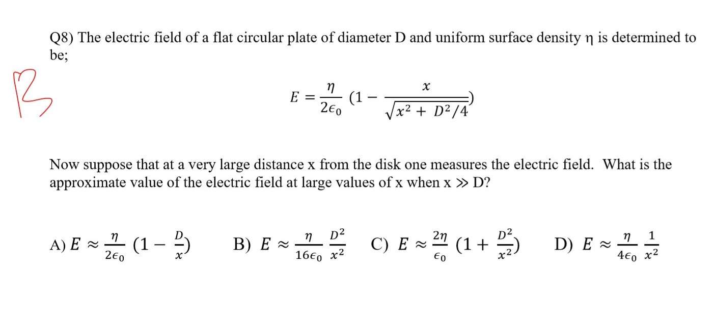 Solved (8) The electric field of a flat circular plate of | Chegg.com