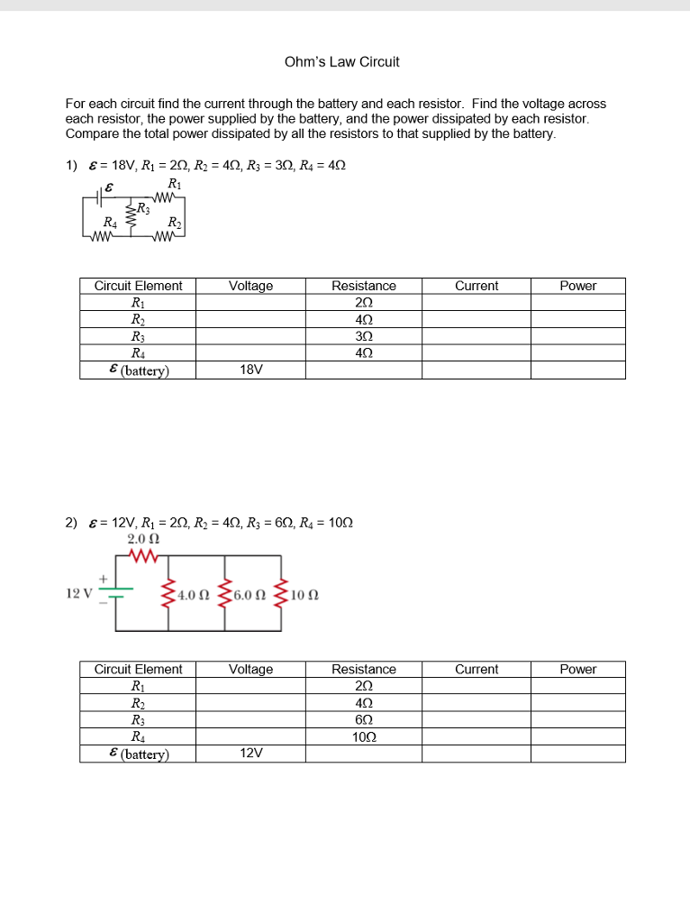 Solved Ohm's Law Circuit For each circuit find the current | Chegg.com
