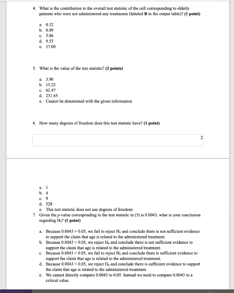 Solved For questions 1-7, refer to the following | Chegg.com