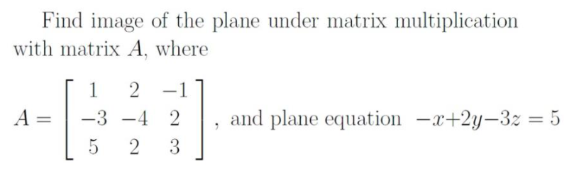 Solved Find image of the plane under matrix multiplication | Chegg.com