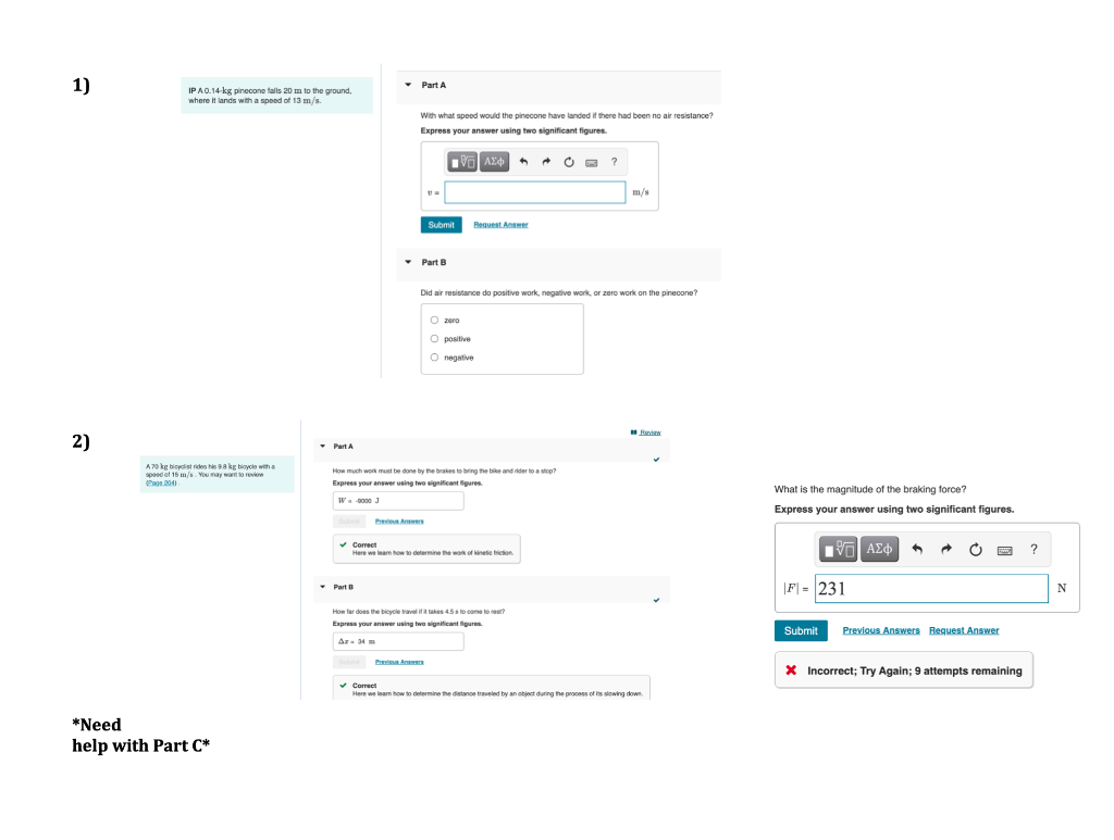 Solved *Need help with Part C*A 1050 kg car drives up a hill | Chegg.com