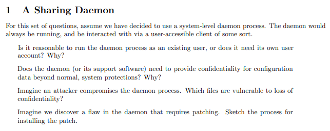 1 A Sharing Daemon For this set of questions, assume | Chegg.com