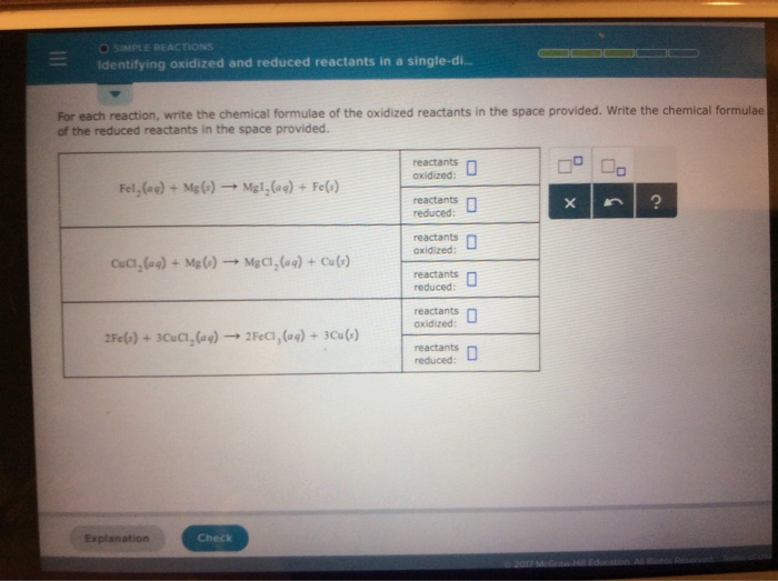 Solved O SIMPLE REACTIONS Identifying oxidized and reduced | Chegg.com