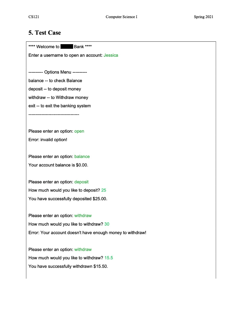 Solved CS121 Computer Science I Spring 2021 CS 121: Computer | Chegg.com