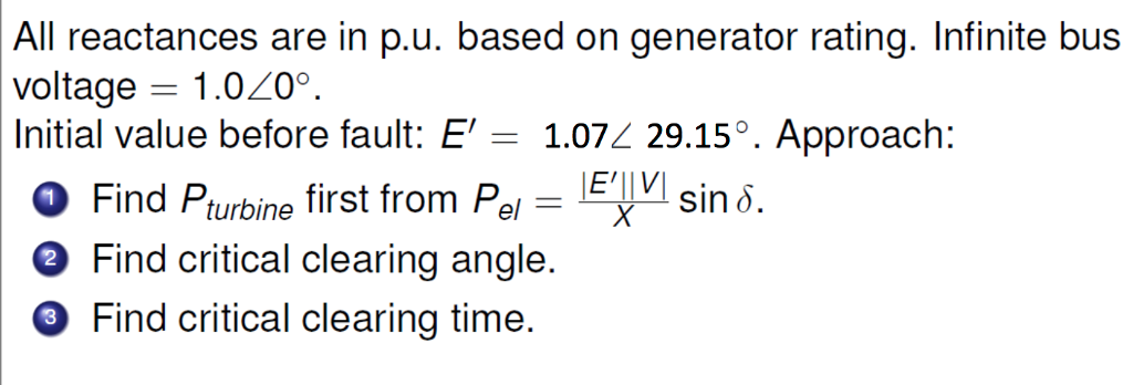 Solved Problem: Calculate the critical clearing time and | Chegg.com