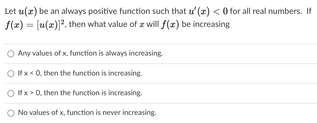Solved Let u(x) be an always positive function such that u' | Chegg.com