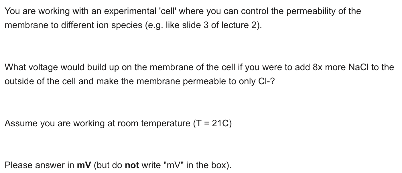 Solved You are working with an experimental 'cell' where you | Chegg.com