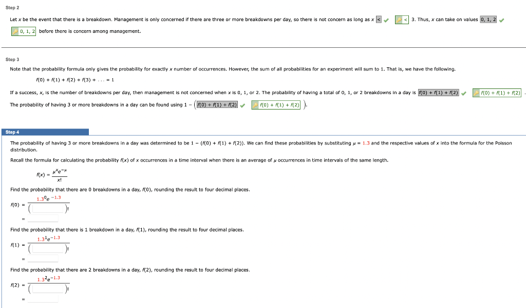 Solved Step 2 Let x be the event that there is a breakdown. | Chegg.com