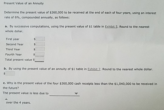 Solved Present Value of an Annuity Determine the present | Chegg.com