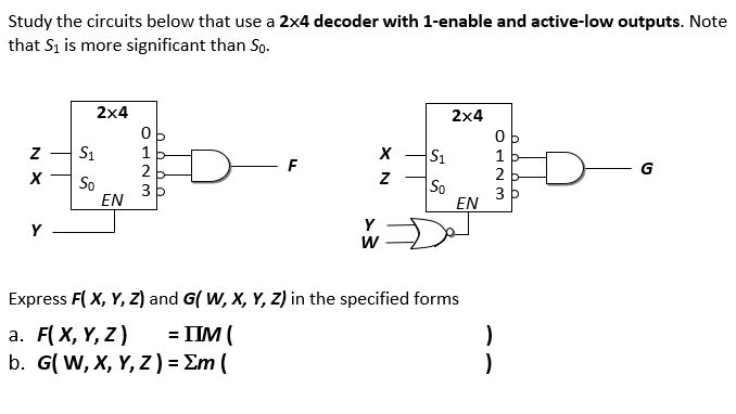 Solved Study the circuits below that use a 2x4 decoder with | Chegg.com