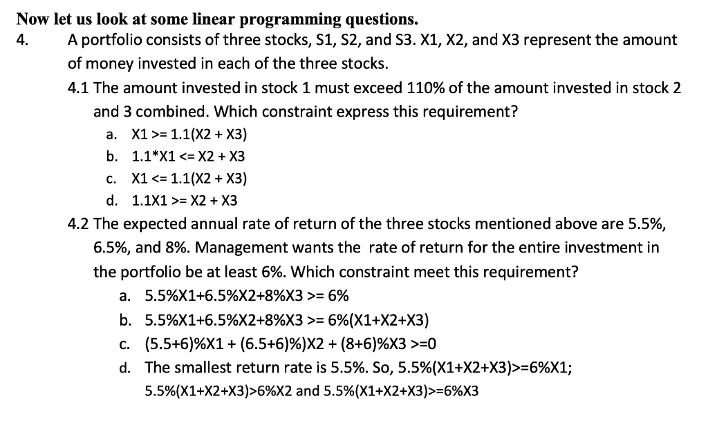 Solved Now let us look at some linear programming questions. | Chegg.com