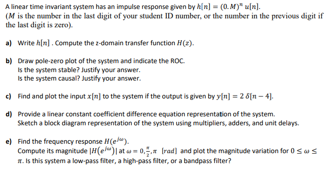 Solved A linear time invariant system has an impulse | Chegg.com