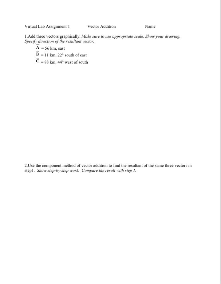 Solved Virtual Lab Assignment 1 Vector Addition Name 1.Add | Chegg.com