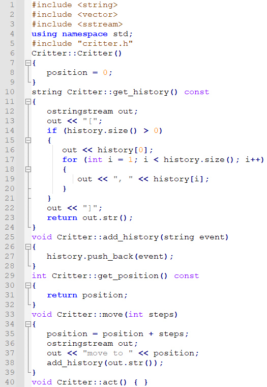Solved The Critter class is a base class with some | Chegg.com