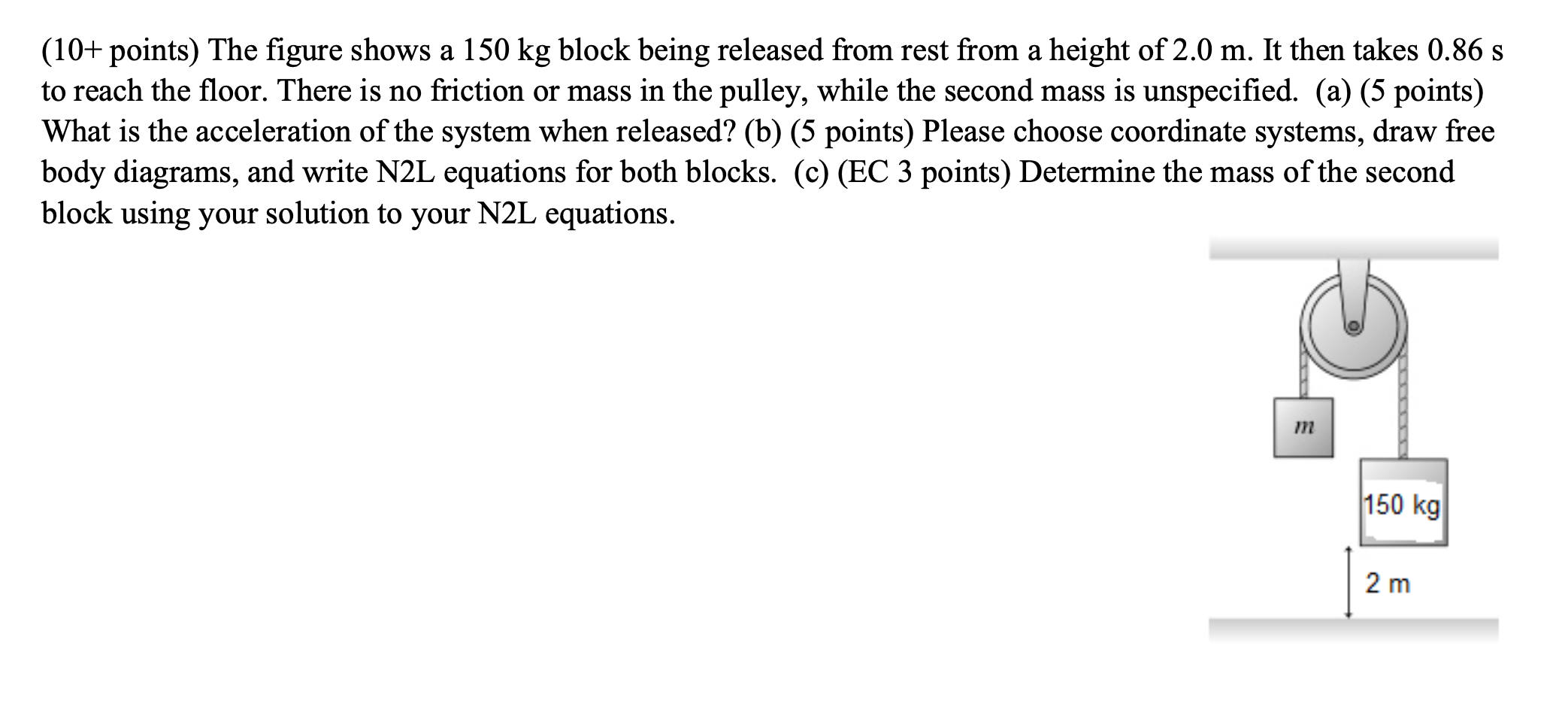 Solved (10+ ﻿points) ﻿The figure shows a 150 ﻿kg block being | Chegg.com