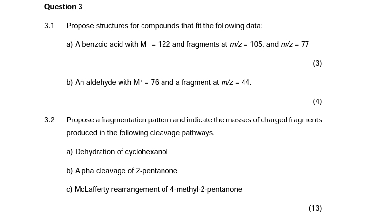 Solved 3.1 Propose structures for compounds that fit the | Chegg.com