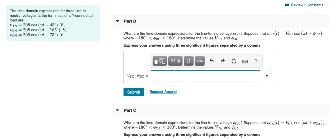 Solved Review Constants Part B The time-domain expressions | Chegg.com Solved Review Constants Part B The time-domain expressions | Chegg.com