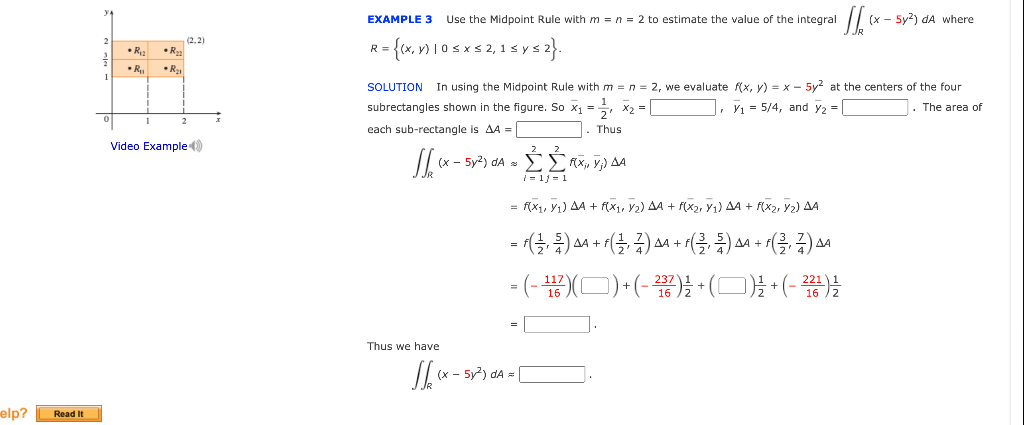Solved EXAMPLE 3 Use the Midpoint Rule with m = n = 2 to | Chegg.com