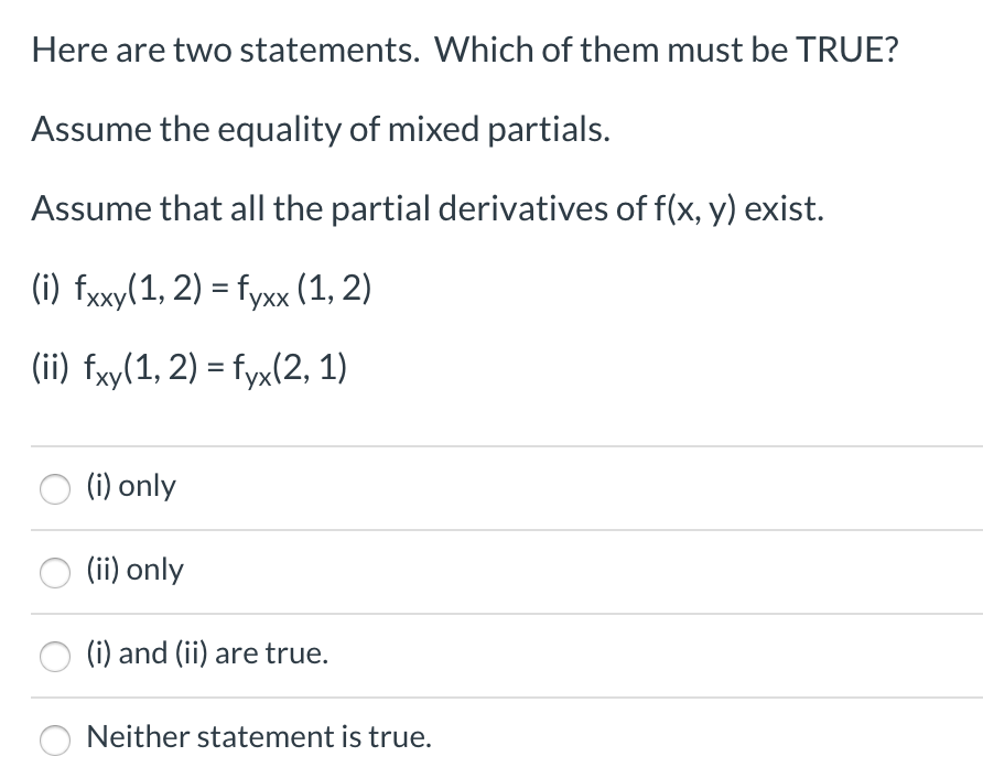 Solved Here are two statements. Which of them must be TRUE? | Chegg.com